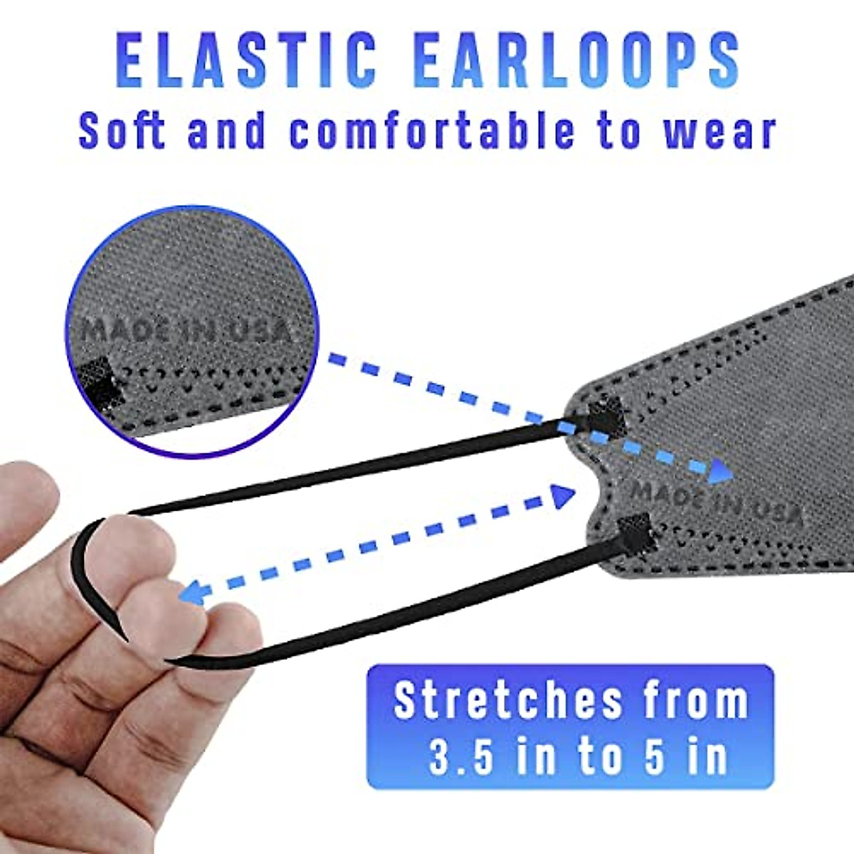 Lutema 5-Layer Disposable Face Mask 5-Ply Protection Breathable Comfortable Made in USA - 3D Fish Design (20 pcs) (Adults, Graphite Gray)