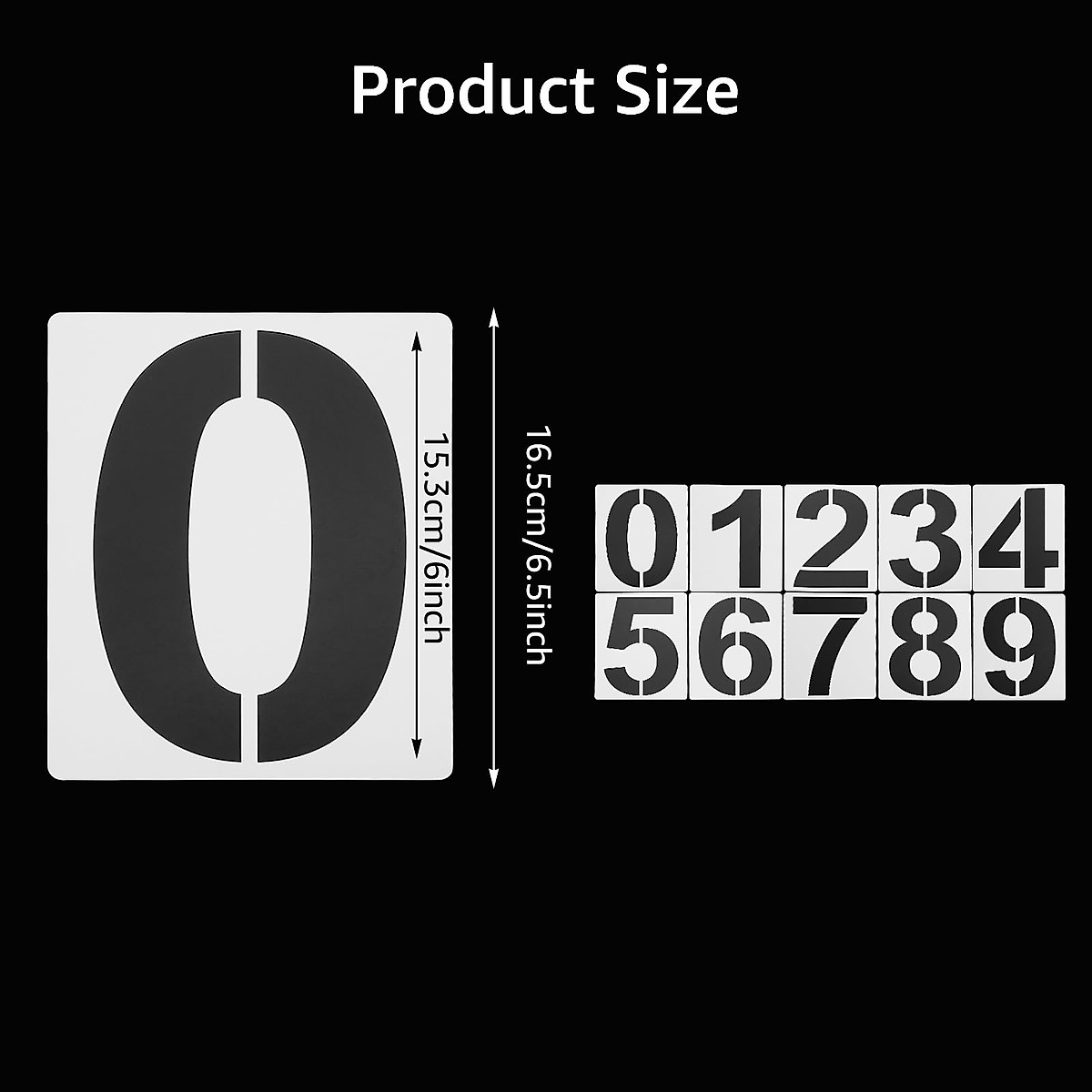 SHUESS 40 PCS 6 Inch Plastic Number Stencils Set, 0-9 Address Number Stencil Templates, Reusable Digital Painting Number Templates for Cake Stencil Number Painting Stencils Templates(with Tape）