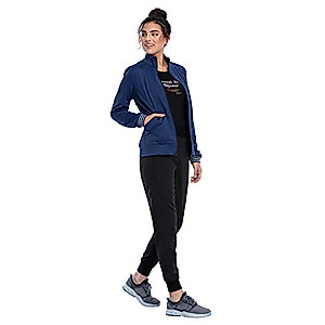 Cherokee iFlex Women's Zip Front Knit Scrub Jacket, CKK361, Navy, L