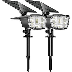 NFESOLAR Solar Landscape Spotlight, Adjustable 28 LEDs 2-in-1 Solar Lights Outdoor IP67 Waterproof, Solar Powered Landscaping Lights for Yard Garden Pathway Patio (White 2 Pack)