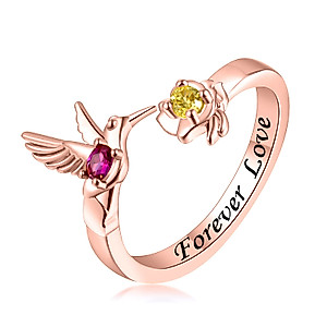 QYYGYLLR Women's Forever-Love Hummingbird Open Rings