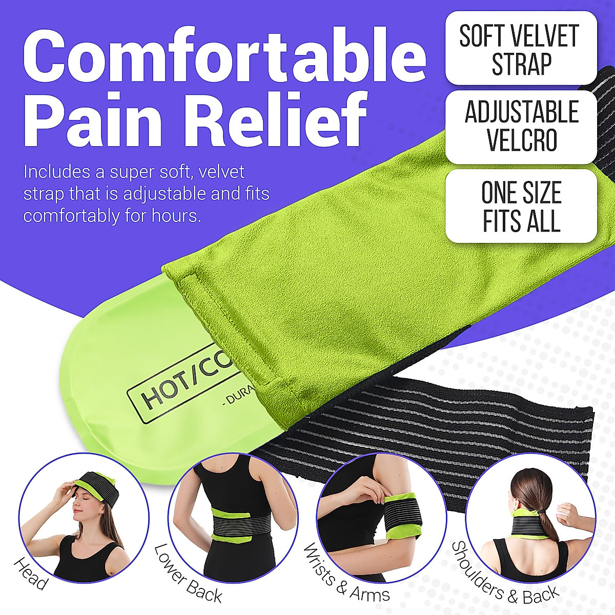 Reusable Hot and Cold Gel Ice Pack Wrap (4 Pack) for Injuries | Adjustable & Flexible for Knees, Back, Shoulders, Arms, and Legs – Reusable