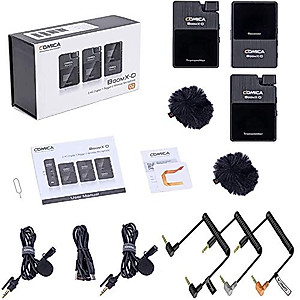 COMICA BoomX-D D2 2.4G Wireless Lavalier Microphone System Digital 1-Trigger-2 Wireless Microphone Transmitter & Receiver for Smartphone Camera Podcast Interview YouTube