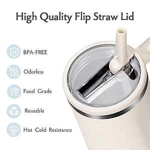 2 Pack 40 oz Tumbler Flip Straw Lid Replacement fit for Stanley Quencher, Spill Proof Splash Resistant Tumbler Lids,Reusable Leak Proof Tumbler Cover for Stanley Cup Accessories