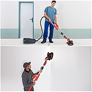 Seeutek Drywall Sander with Vacuum,800W Electric Sander,7 Variable Speed Power Sander,800-1750 RPM Wall Sander with Extendable Handle, LED Light, Long Dust Hose, Storage Bag,12pcs Sanding Paper