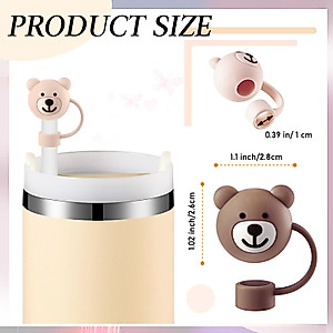 Zhehao 9 Pcs Bear Straw Protector Cover Cute Straw Covers Cap Compatible with Stanley 20 30 40 oz Silicone Straw Covers Cute Straw Covers Tumbler Straw Topper, 3 Colors