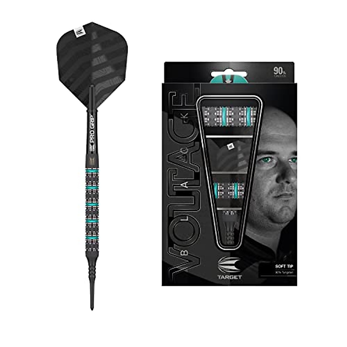 Target Darts Rob Cross Black Edition 18G 90% Tungsten Soft Tip Darts Set