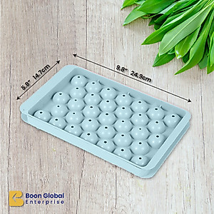 Boon Ice Cube Tray 2 Pack, Easy-Release plastic & Flexible in use,66 PCS Circle Ball ice cube tray with lid, Large round Ice Molds for Cocktail, Freezer, Stackable Ice Tray