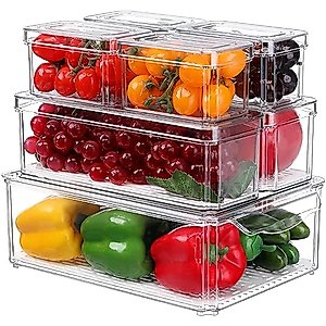 Pure Future 7 Pack Refrigerator Organizer Bins Stackable with Lids, Fridge Organizers and Storage Clear, BPA Free Kitchen and Pantry Organization, Food Storage Containers for Fruits & Vegetables1