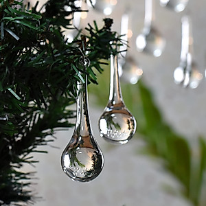 IndianShelf 20 Glass Christmas Ornaments- Clear Glass Ornaments- Chandelier Crystals- Chandelier Drop Ornaments- Glass Teardrop Clear Christmas Ornaments-Hanging Crystals for Centerpieces -3"