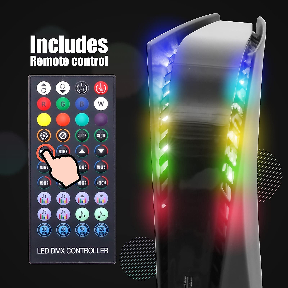 PS5 Accessories, PS5 Black Plates Digital Edition and PS5 LED Strip Lights with Remote Control