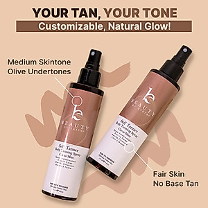 Self Tanner Spray - USA Made with Natural & Organic Ingredients, Fast Drying Spray Tan for Pale Skin, Non Toxic Gradual Tanning Spray, Sunless Tanning Water for Women & Men, Medium to Dark