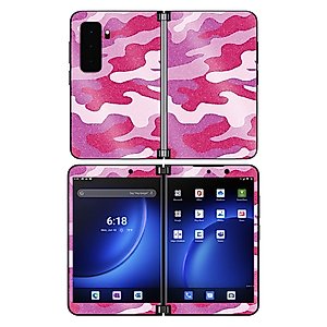 MightySkins Glossy Glitter Skin Compatible with Microsoft Surface Duo 2 - Pink Camo | Protective Durable High-Gloss Glitter Finish | Easy to Apply, Remove, and Change Styles | Made in The USA