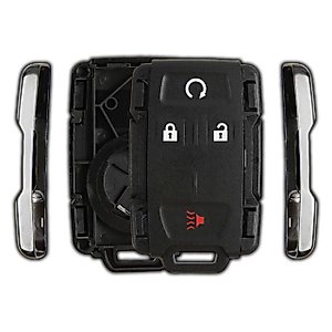 KeylessOption Key Fob Cover Case Replacement for 2014 2015 2016 2017 2018 2019 Chevrolet Chevy Silverado Suburban Tahoe GMC Sierra Yukon Remote Shell, 4-Button M3N-32337100, No Programming Required