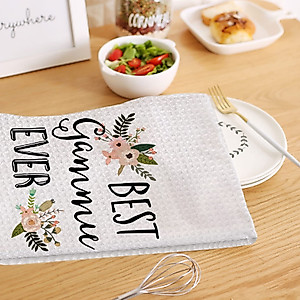 HIWX Best Gammie Ever Decorative Kitchen Towels and Dish Towels, Watercolor Boho Floral Gammie Grandma Mother's Day Hand Towels Tea Towel for Bathroom Kitchen Decor 16×24 Inches