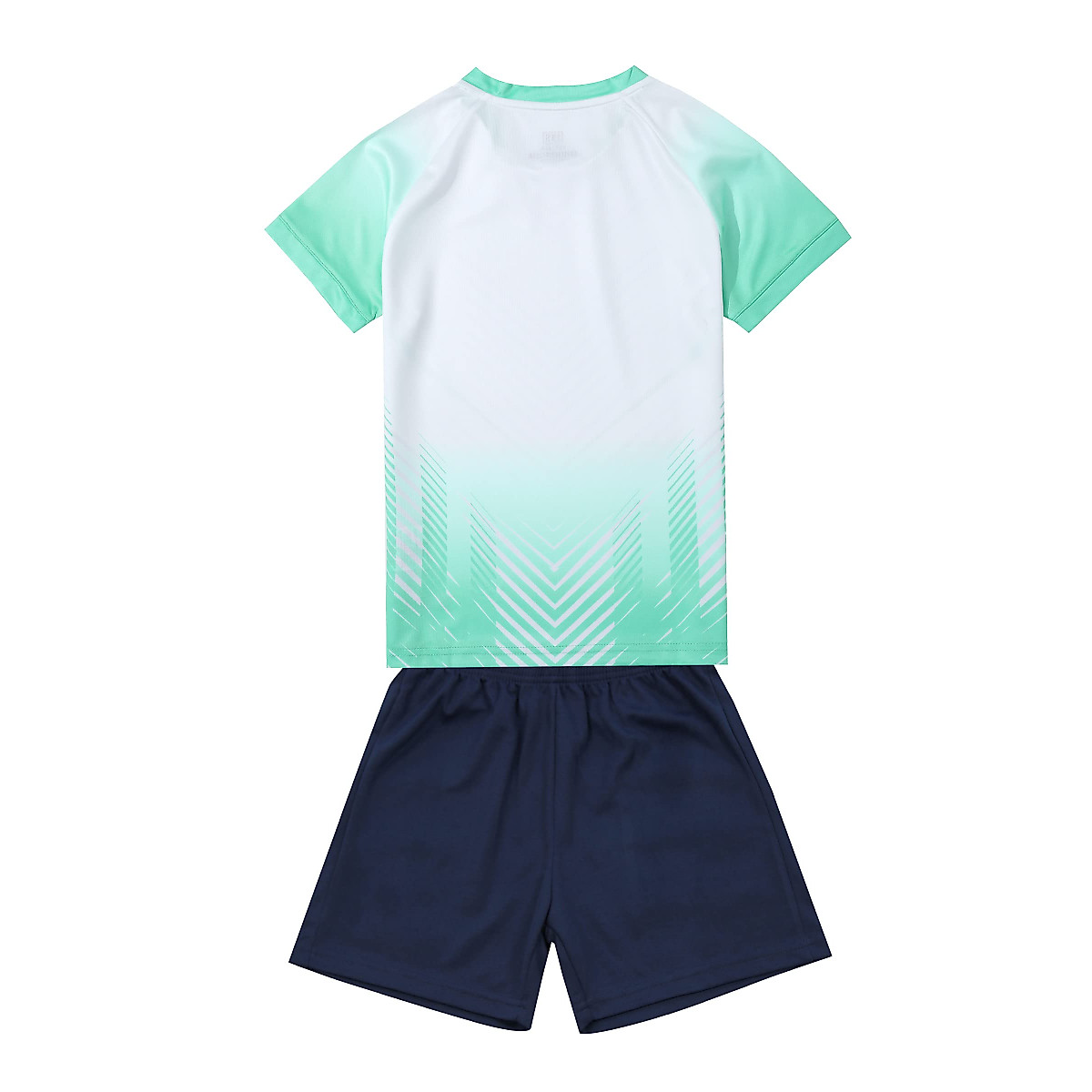 LUCKYLUAN Boys' Soccer Jersey Sports Team Training Shirt and Shorts Uniform 7-8 Years White Green