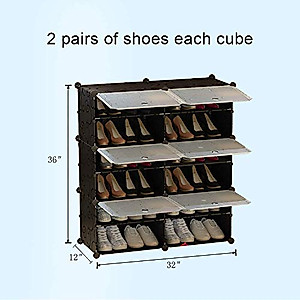 KOUSI Portable Shoe Rack Organizer 168 Pair Tower Shelf Storage Cabinet Stand Expandable for Heels, Boots, Slippers， 12 Tier Black
