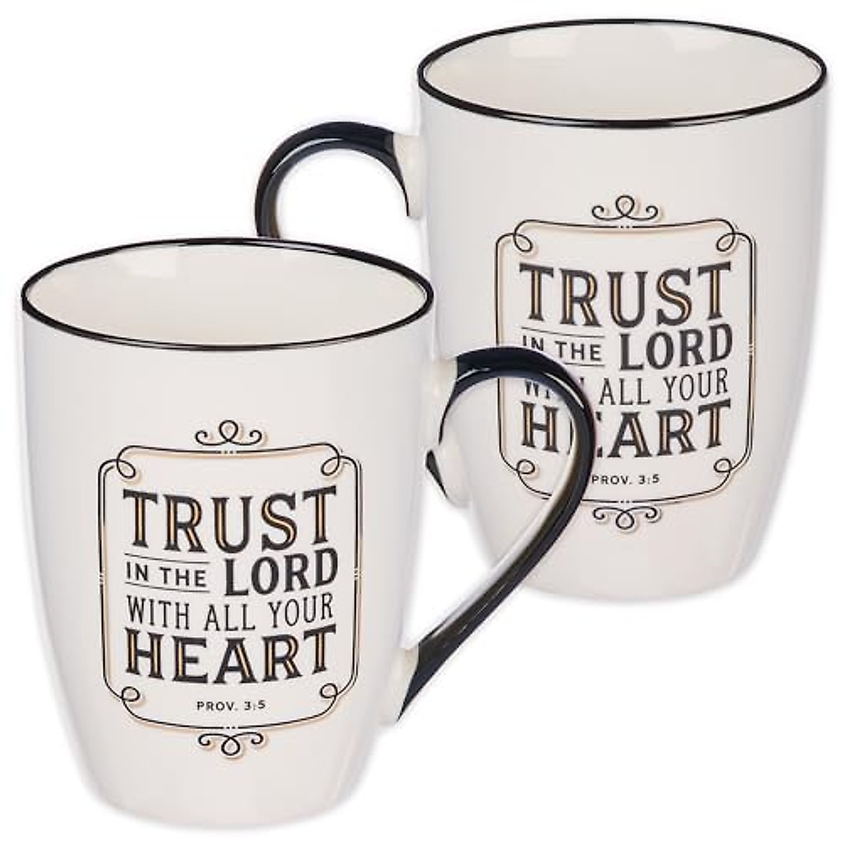 Christian Art Gifts Ceramic Coffee Mug for Women and Men 12 oz Black and White Inspirational Coffee Cup - Trust in the Lord - Proverbs 3:5 Non-Toxic, Lead and Cadmium-free Novelty Drinkware