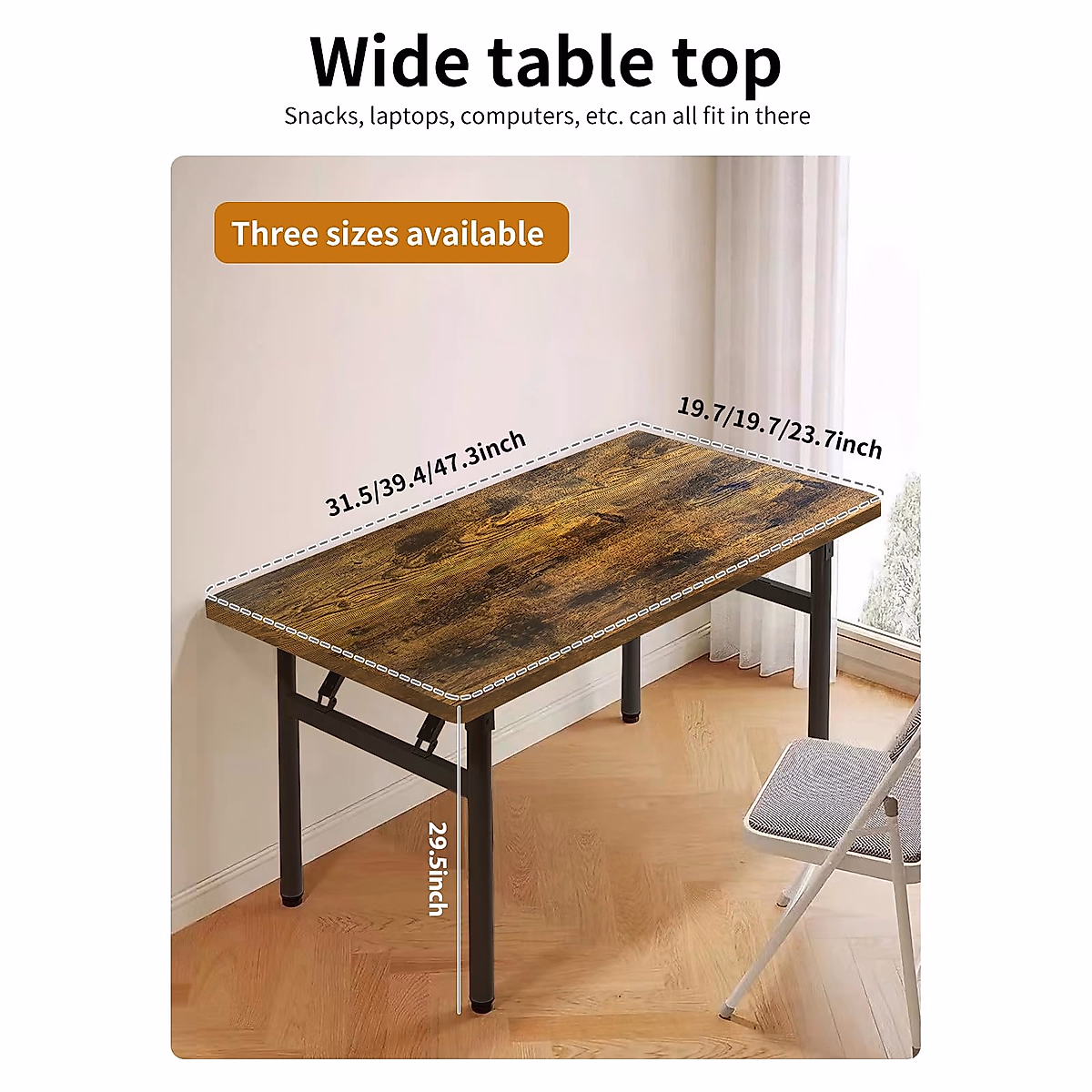 HDHNBA Modern Simple Style PC Table Folding Desk No Assembly Required, Writing Computer Desk
