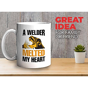 Bubble Hugs Welder Mug White 11oz - A Welder Melted My Heart - Specialize Judging Your Welds Machine Welding Fabricator
