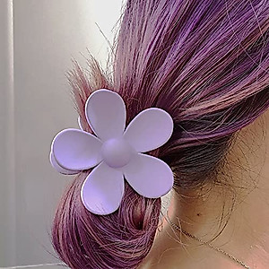6 PCS Big Non-Slip Matte Flower Barrettes and Jaw Clips for Women and Girls - Plastic Hair Accessories for Thick Hair (6 Colors C)