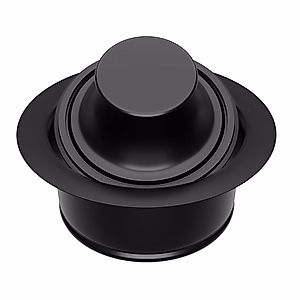EXAKEY Kitchen Sink Garbage Disposal Flange and Stopper,Sink Drain Flange with Stopper for Garbage Disposal Stainless Steel Fit Universal 3-1/2 Inch Standard Sink Drain Opening Matte Black