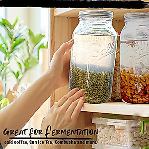 Wide Mouth Mason Jars 64 oz - 1/2 Gallon Mason Jar - Ball Mason Jars 64oz With Lids - Large Mason Jar 64 Ounce - Wide Mouth Half Gallon Mason Jars - Ball Canning Jars Wide Mouth - 6 Pack Dean Products