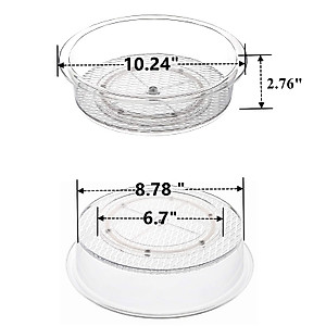 YOPAY 2 Pack Plastic Lazy Susan Turntable Food Storage Container, 10 Inch Clear Rotating Turntable Organizer for Spices, Condiments, Cosmetics, Nail Polish, Shaving Kit, Hair Spray, Cabinet