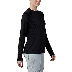 Columbia Women’s PFG Tidal Tee™ II Long Sleeve Shirt, Black, Cirrus Grey Logo, Medium