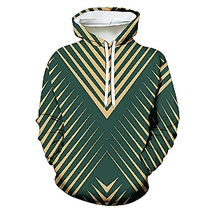 Comigeewa Sudaderas con capucha geométricas 3D unisex Sudadera con capucha de bolsillo delantero capucha Hip Hop Sudaderas larga,5-1-Green,XX-Large