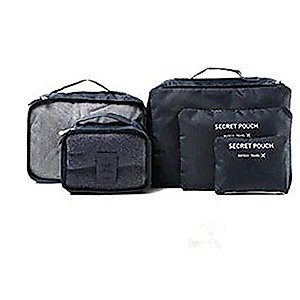 King&Pig 6pcs Travel Organizer Pouches Waterproof Luggage Clothing Finishing Bag (navy blue)