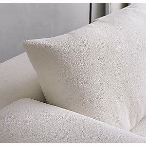 Acanva Modern Minimalist Sofa with Extra Deep Seats for Living Room, Bedroom and Lounge, L-Shaped Sectional Couch with Right Chaise,White