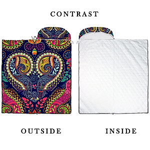 Folding Sleeping Bag Sleep Bag Cover Mat Hippie Indian Colorful Heart Mandala for Travel Camping Hiking Women Men Adult 3 Seasons