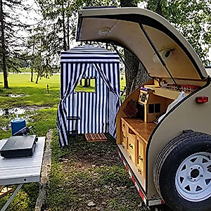 EAGLE PEAK Flex Ultra Compact 4x4 Pop-up Canopy, Sun Shelter, Changing Room, Portable Privacy Canopy Cabana for Pool, Fashion Photoshoots, or Camping, White/Blue