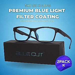 Blue Light Blocking Glasses for Men/Women Anti-Fatigue Computer Monitor Gaming Glasses Prevent Headaches Gamer Glasses (Black/Blue (2 pack), 0.00, diopters)