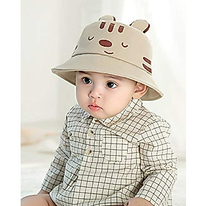 Baby Sun Hat Adjustable,Infant Toddler Summer Outdoors Beach Hat UPF50+,Sun Protection Bucket Hat