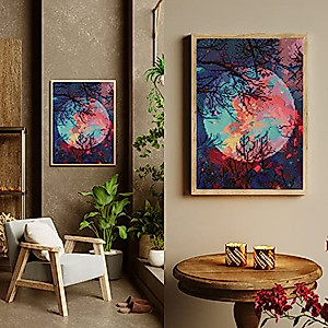 AIRDEA DIY 5D Diamond Painting Moon by Number Kits for Adults, Bright Moon Diamond Painting Kits Round Full Drill Diamond Art Kits Moon Night Picture Arts Craft for Home Wall Art Decor 11.8x15.8 inch