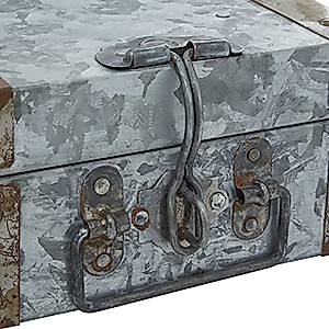 Deco 79 Metal Box with Hinged Lid, Set of 3 13", 16", 19"W, Gray