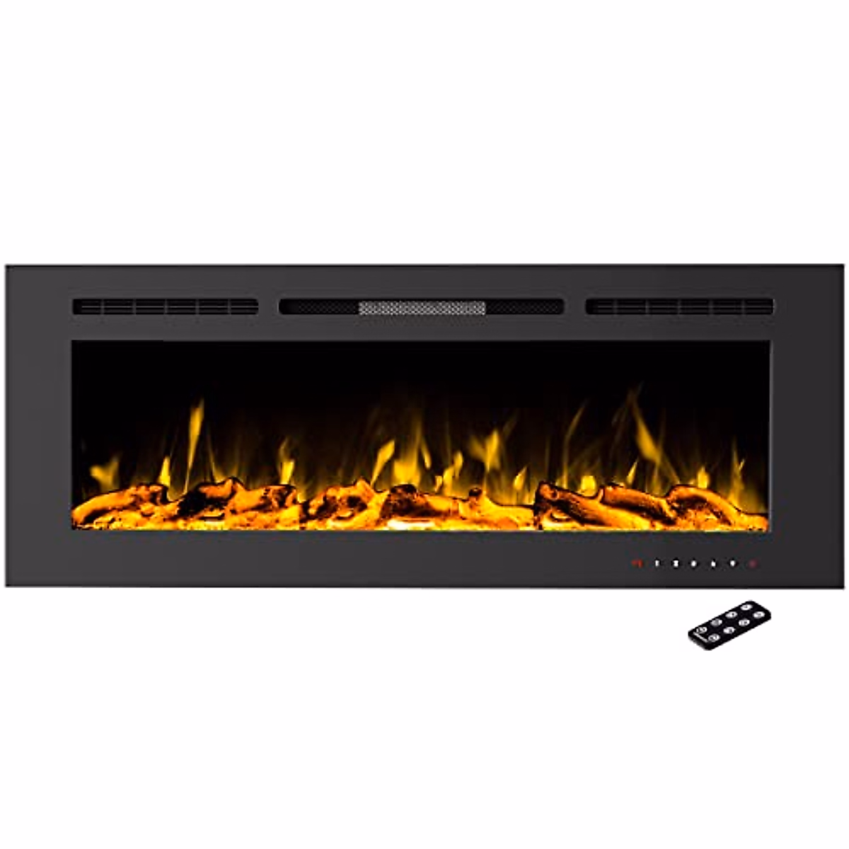60” Electric Fireplace-Front Vent, Wall Mount or Recessed-3 Color LED Flame, 10 Fuel Bed Colors & 3 Media-Touch Screen & Remote Control by Lavish Home