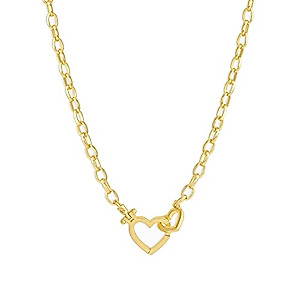 gorjana Women's Parker Heart Necklace, 18K Gold Plated, Cable Chain, Interlocking Double Open Hearts, Infinity Charm