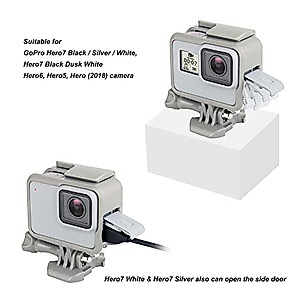 YALLSAME Frame Mount Case Housing for GoPro HERO7 White Black Dusk White Silver/ HERO6/ HERO5/ Hero(2018) Action Camera Function Hole Reserve Completely (Gray)