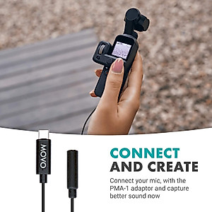 Movo PMA-1 DJI Osmo Pocket Microphone External Sound Adapter USB Type-C to 3.5mm TRS External Microphone Adapter