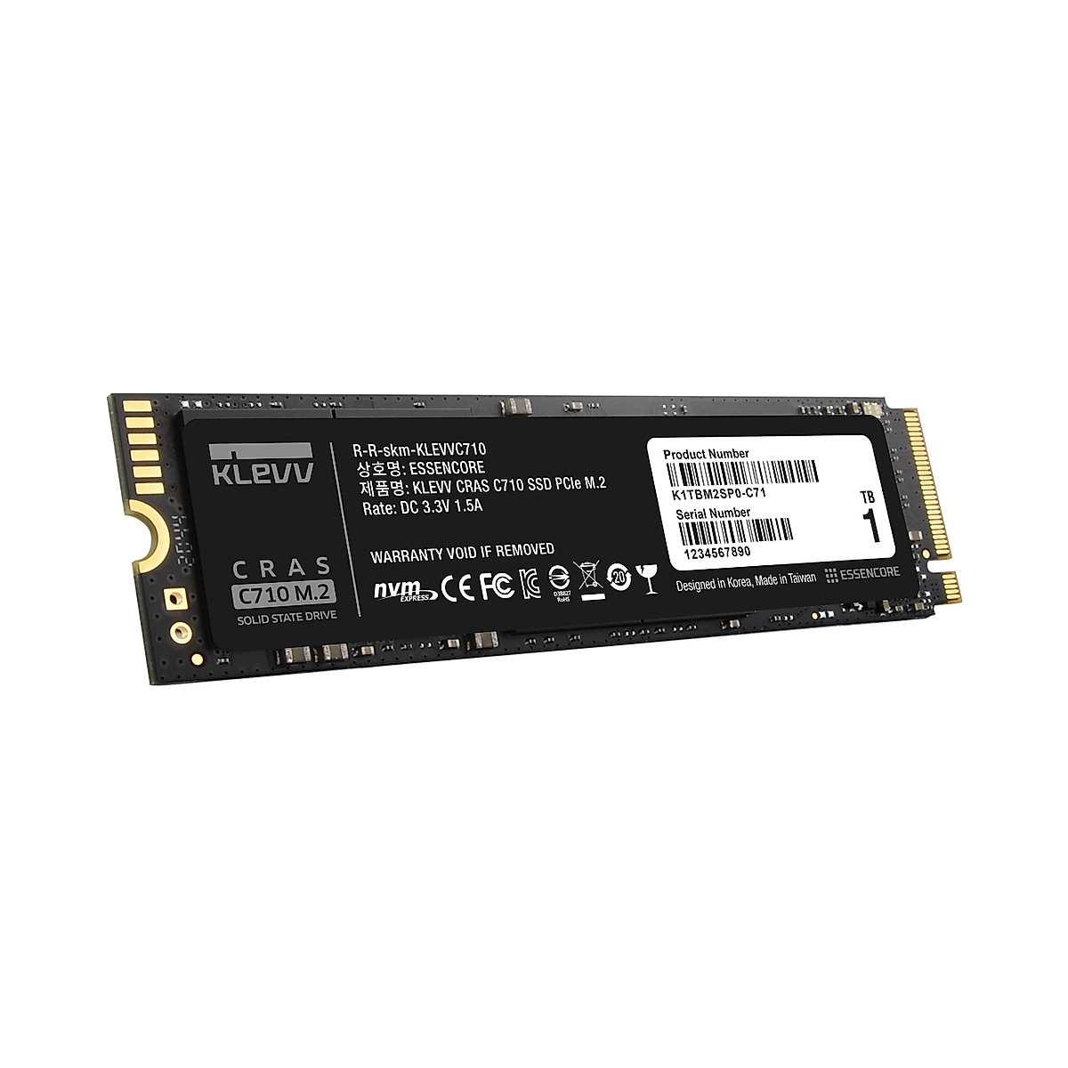 KLEVV CRAS C710 1TB M.2 NVMe PCIe Gen3x4 Internal SSD up to 2100MB/s (K01TBM2SP0-C71)