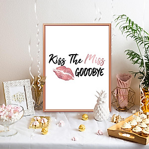Y_Bong Bachelorette Party Decorations - Framed Kiss The Miss Goodbye Party Decor - 12''X16'' Rose Gold Bridal Shower Centerpiece Hen Night Games Party Supplies Gift