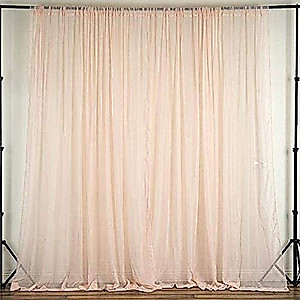 BalsaCircle 10 feet x 10 feet Blush Sheer Voile Backdrop Drapes Curtains 2 Panels 5x10 ft - Wedding Ceremony Party Home Decorations