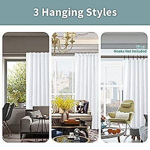 BGment White 100% Blackout Curtains for Bedroom, Double Layer Room Darkening Curtains Thermal Insulated Noise Reduced with White Liner, Rod Pocket and Back Tab Bedroom Curtains, 42 x 63 Inch, 2 Panels