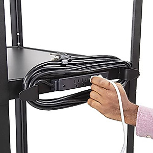 Line Leader AV Cart - Includes Height Adjustable Top Shelf - 15 ft Power Cord with Cord Management Included - Easy to Assemble (42 x 24 x 18 / Black)
