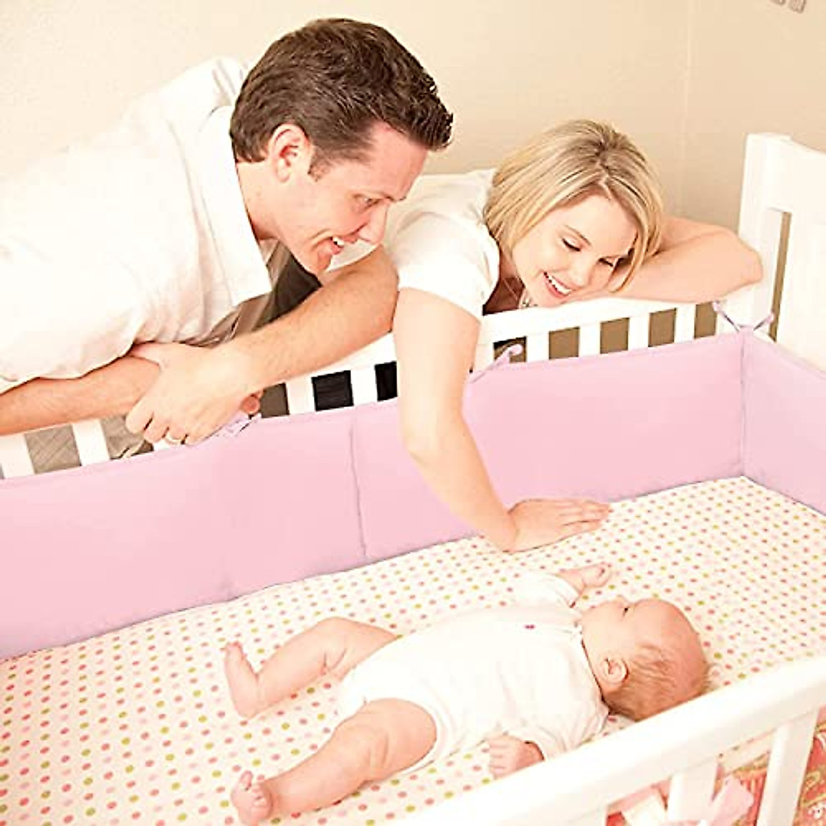 Boys&Girls Baby Crib Bumpers Soft Cotton Padded,4 Sides Padded Crib Protector Bumper Cushion Crib Cotton Padding for Sides,Breathable Mesh Crib Liner Crib Bumper Pads-Anti-Bumper (F-S)