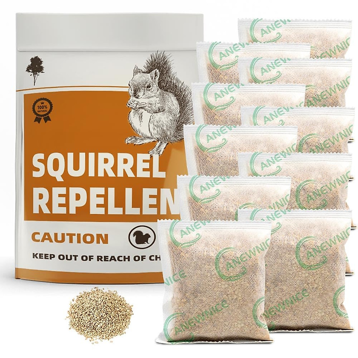 RJNKUU Squirrel Repellent Outdoor,Garden Squirrel Deterrent, Chipmunk Repellent Outdoor,Keep Squirrels Out of Flower Pots, Squirrel Repellent for Attic,Powerful Repel Squirrel-10Packs, Orange