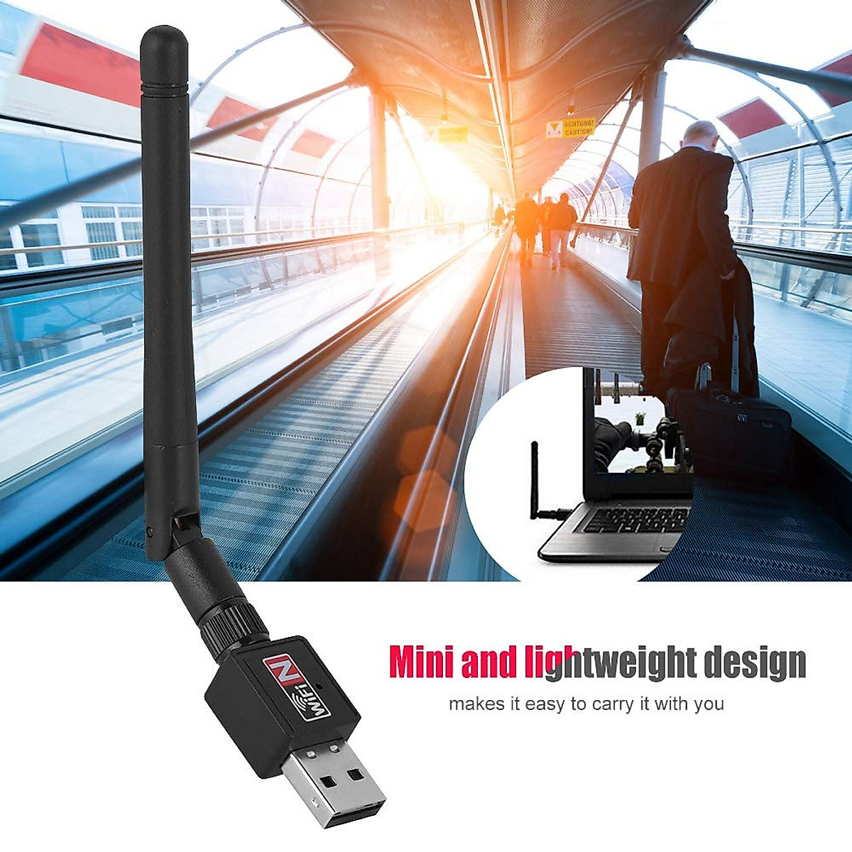 ASHATA USB Adapter 300Mbps, USB 2.0 Network Dongle with High Gain Antenna for PC/Desktop/Laptop/Tablet, 2.4GHz?802.11b/g/n, Support 2000, XP, Vista, 7,